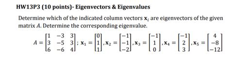 Solved HW P Points Eigenvectors Eigenvalues Chegg