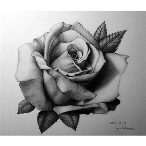 Realistic Black Realistic Rose Tattoo Drawing Visual Art Drawing