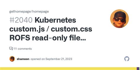 Kubernetes Customjs Customcss Rofs Read Only File System · Issue 2040 · Gethomepage