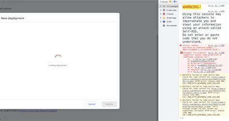 App Script Deployment Screen Loading Indefinitely