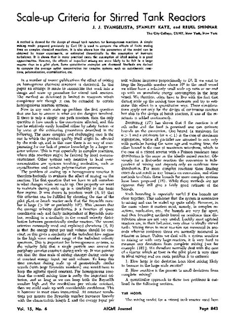 Pdf Scale Up Criteria For Stirred Tank Reactors