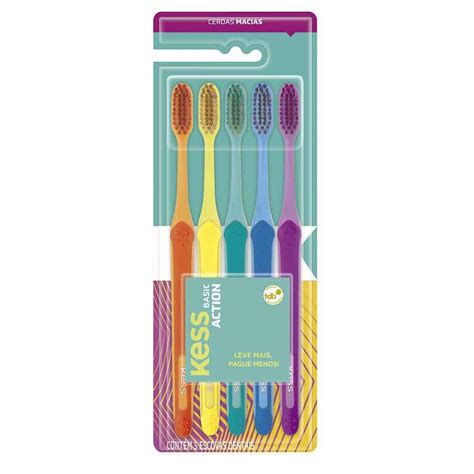 Kit Escova Dental Kess Basic Action Macia Com 5 Unidades 2548 Lojas