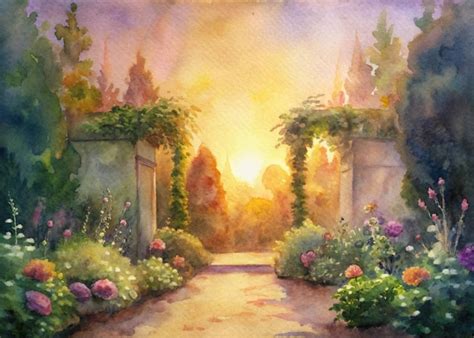 Premium Vector Watercolor Background Featuring A Flower Garden
