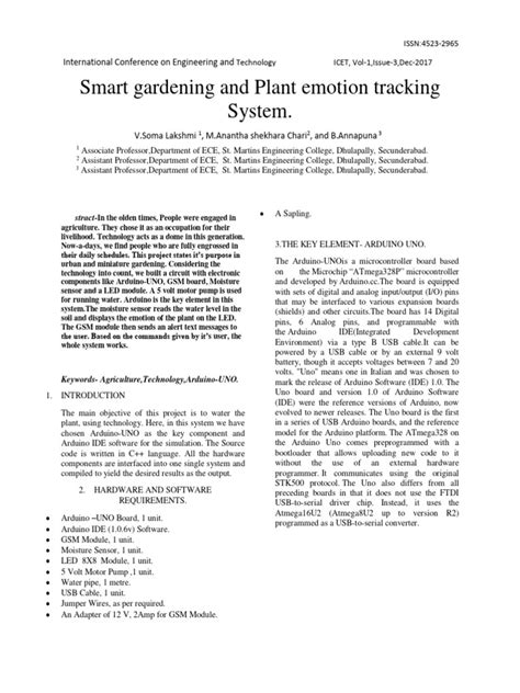 423 Smart Gardening And Plant Emotion Tracking System Pdf Arduino Computer Science