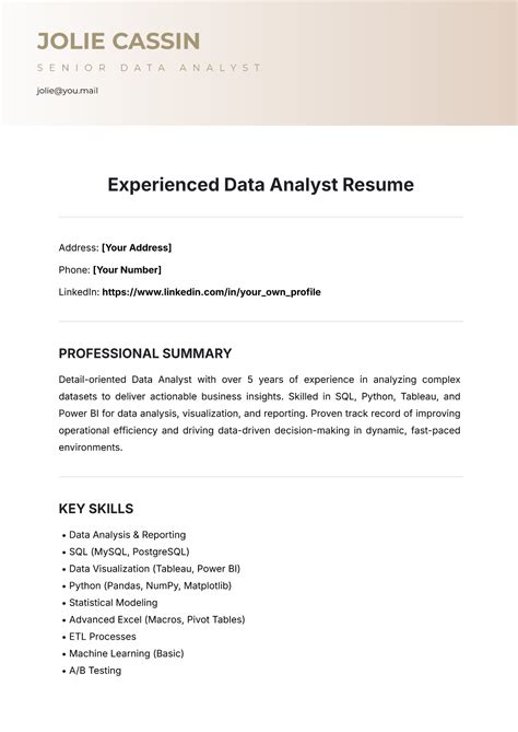 Data Analyst Resume Template 21 Free Word Excel Pdf Format Download