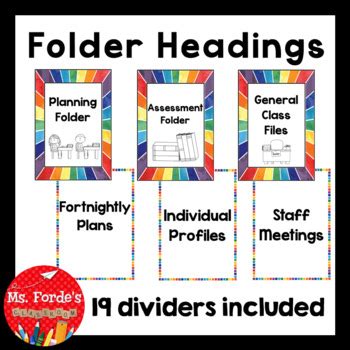 Folder Headings By Ms Forde S Classroom TPT
