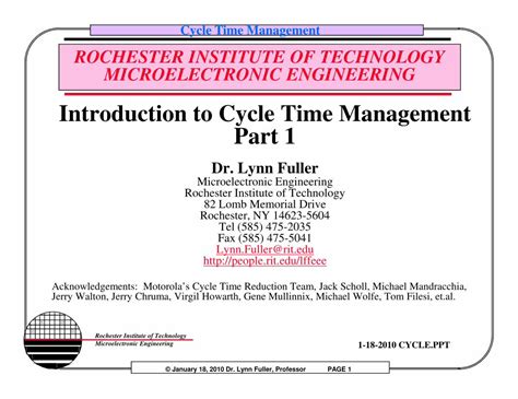 PDF Introduction To Cycle Time Management Part RITpeople Rit Edu Lffeee Cycle Pdf