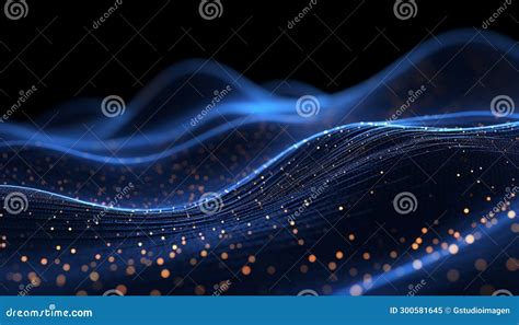 Glowing Blue Wave Pattern On Dark Abstract Backdrop Generated By Ai