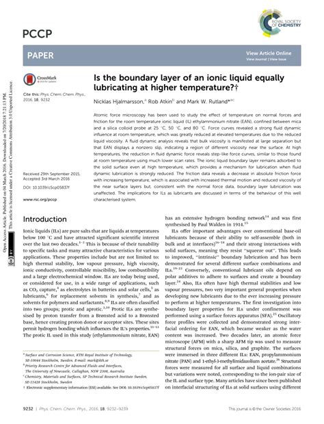 Pdf Is The Boundary Layer Of An Ionic Liquid Equally Lubricating At