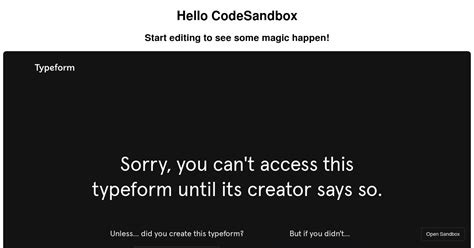 Embed Typeform Codesandbox
