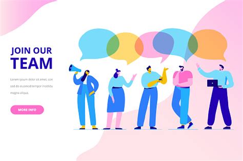 우리의 팀 벡터 일러스트 레이 션 개념에 가입 하세요 사람들은 함께 팀워크 경영자에 대한 스톡 벡터 아트 및 기타 이미지