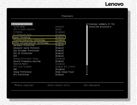 Processor Settings ThinkAgile MX Series Lenovo Docs