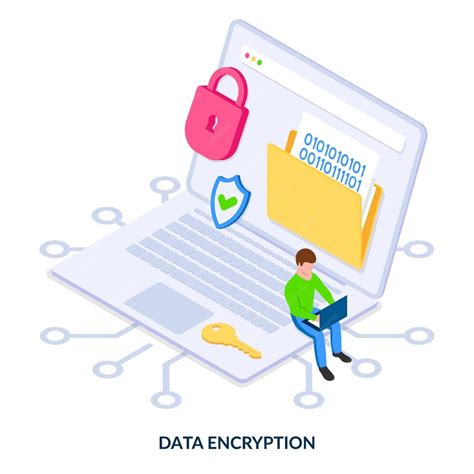 premium vector data encryption concept isometric illustration on