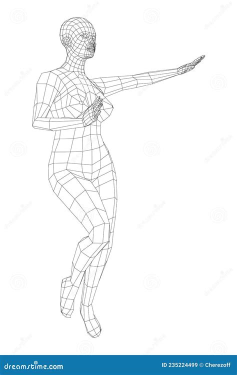 Wireframe Ballerina In Dance Pose Stock Illustration Illustration Of Ballet Exercise 235224499