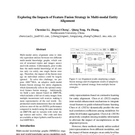 Exploring The Impacts Of Feature Fusion Strategy In Multi Modal Entity Alignment Acl Anthology