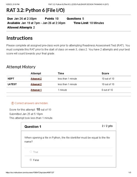 Rat 32 Python 6 File Io Quiz Notes For Engr Design Thinking Ii
