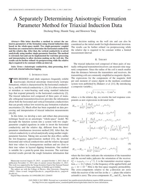 Pdf A Separately Determining Anisotropic Formation Parameter Method