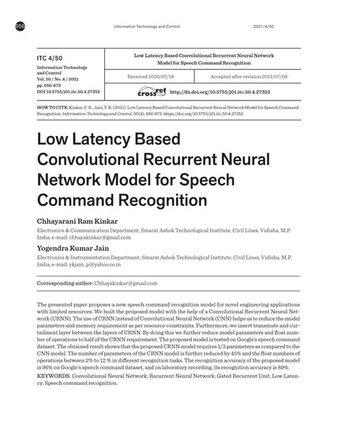 pdf low latency based convolutional recurrent neural network model
