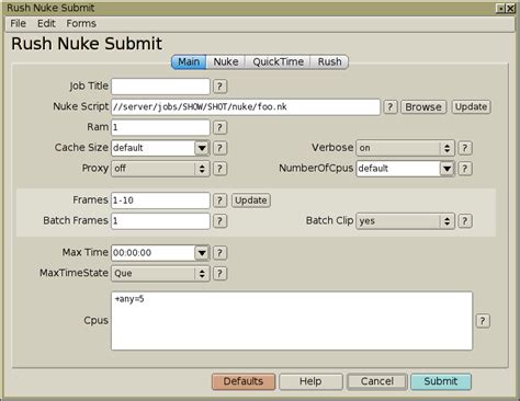 Submit Nuke Nuke Submit Script