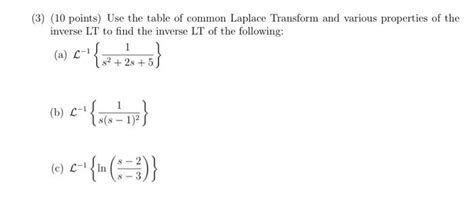 solved 3 10 points use the table of common laplace