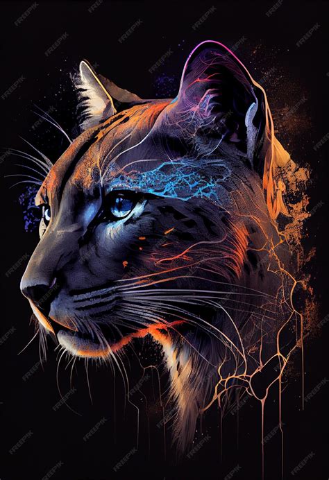 premium photo fire puma face ii render