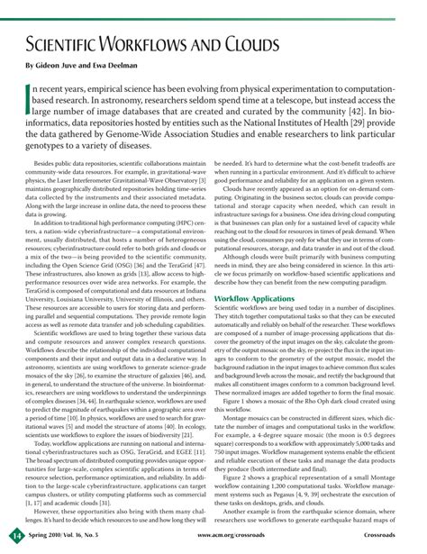 Pdf Scientific Workflows And Clouds