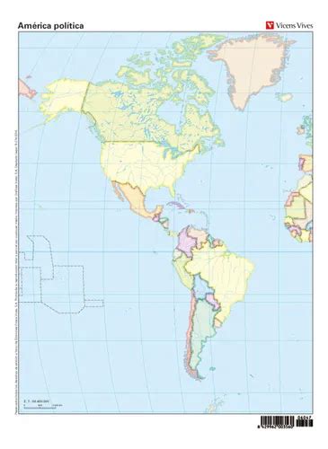 Mapa Mudo America Politica Color Ne Pack 50 Unidades Aavv Envío Gratis