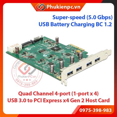 Card Mở Rộng Pci E 4x Gen2 Sang 4 Usb 3 0 5gb Chipset Nec D720202 Mở