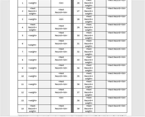 mailmerge data from excel into multiple columns on a word document r