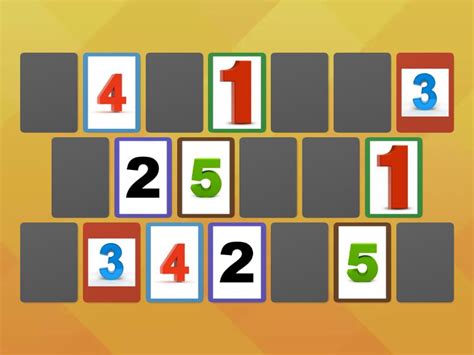 Memory Game Numbers Matching Pairs