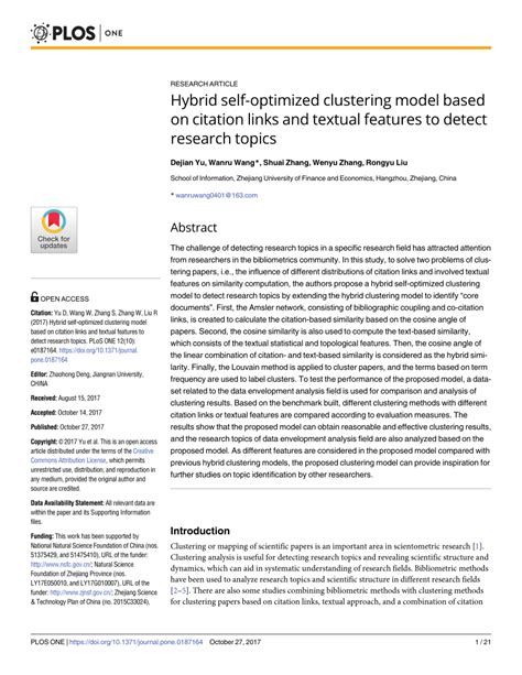 pdf hybrid self optimized clustering model based on citation links