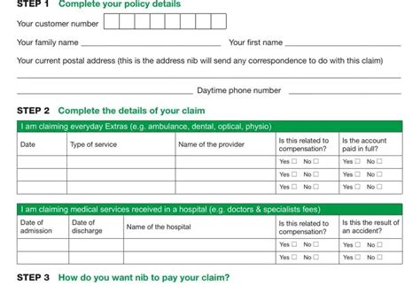 Printable Nib Claim Form Printable Forms Free Online