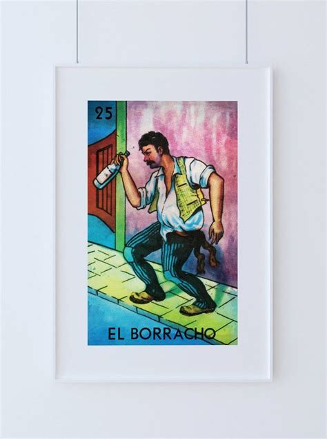 Loteria El Borracho Mexican Retro Illustration Art Print Etsy Retro