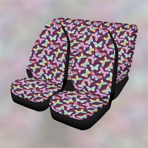 Colorful Butterflies Cute Pink Car Seat Covers Trendy Car Seat Covers For Vehicle Nature Car