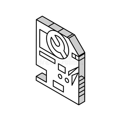 Motherboard Repair Computer Isometric Icon Vector Illustration Stock
