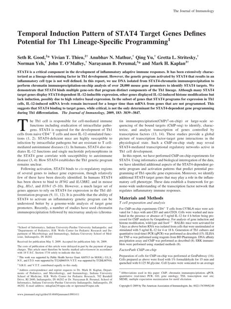 Pdf Temporal Induction Pattern Of Stat4 Target Genes Defines