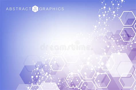 Hexagonal Abstract Background Big Data Visualization Global Network Connection Stock Vector