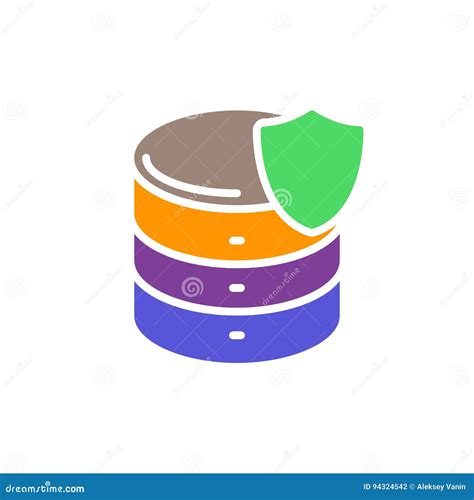Database With Shield Colorful Icon Server Protection Vector Flat Sign Stock Vector