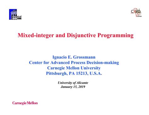 Mixed Integer And Disjunctive Programming Ignacio E Grossmann Pdf Programming Languages