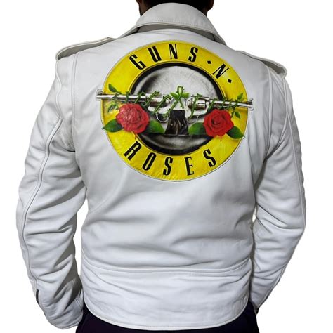 Guns N Roses White Leather Biker Jacket Axl Rose Concert Style Etsy
