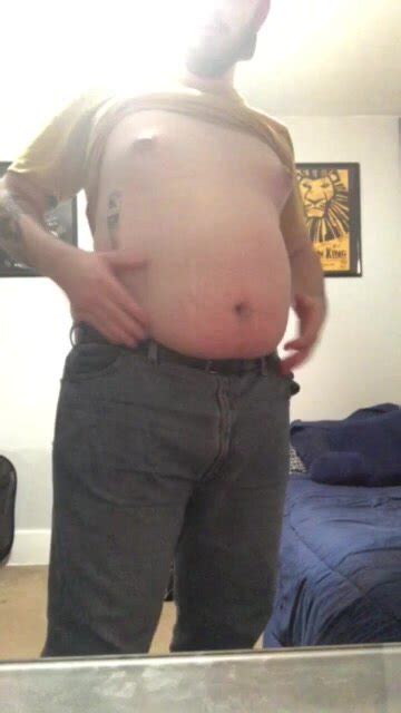 Fat Guy Plays With Belly