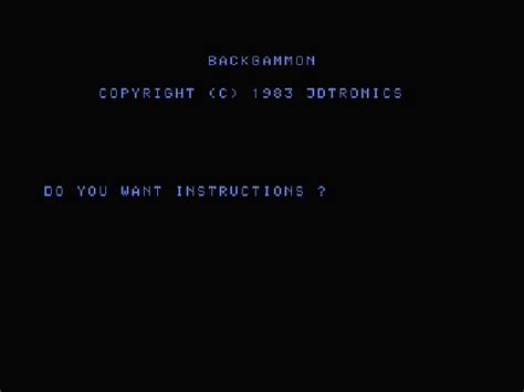 Backgammon 1983 Mobygames