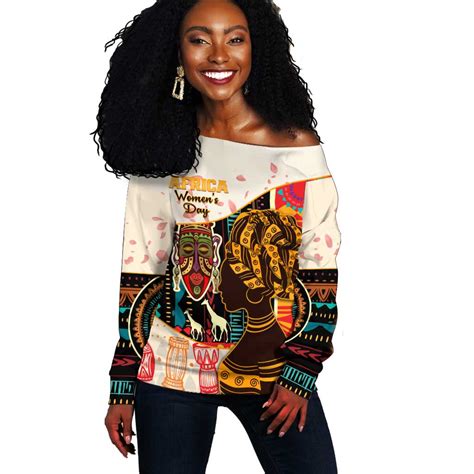 Africa International Women Day Off Shoulder Sweater African Pattern By