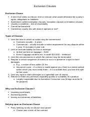 Understanding Exclusion Clauses In Contracts Types Usage And Course Hero