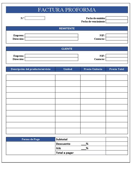Modelo Factura Proforma Word Pdf