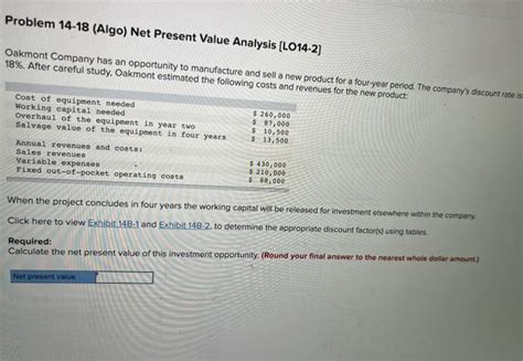 solved problem 14 18 algo net present value analysis