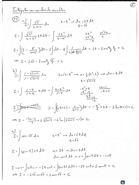 05 Integrales Con Cambio De Variable Pdf