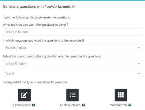 Help On How To Generate Open Ended Questions Topworksheets