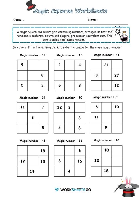 Magic Squares Worksheets Worksheetsgo