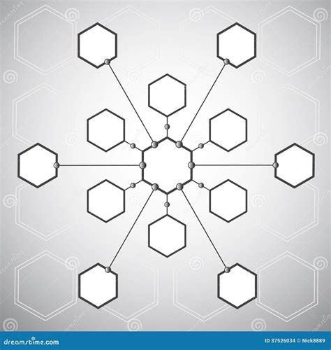 Connexion Des Treize Cellules Hexagonales Sur Illustration De Vecteur Illustration Du